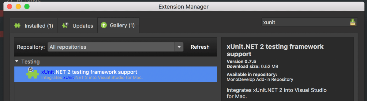 How to run xUnit Tests in Visual Studio for Mac – marcduerst.com